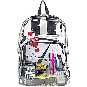 Eastsport Clear Backpack Stadium Approved See Through Transparent Heavy Duty with Padded Adjustable Straps – Perfect for Work, Security, Airports, Concerts, and Sporting Events - Black