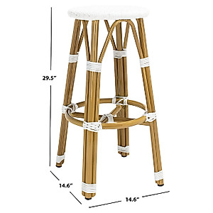 SAFAVIEH PAT4018C Outdoor Collection Kelsey White 30-inch Bar Stool