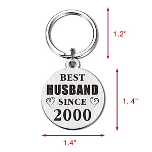 TANWIH 25th Wedding Anniversary Keychain Gifts, Best Husband Since 2000, 25 Year Anniversary Decoration for Him Men