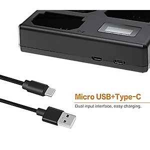 8.4V/850mA, Triple Charger for Sony NP-FZ100 Battery, Compatible with Sony A7III, A7SIII, A9, A9S Cameras, with LCD Display, Support Type-C and Micro USB, Sony a7iii Battery Charger