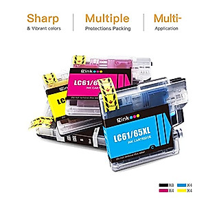 E-Z Ink (TM) Compatible Ink Cartridge Replacement for Brother LC61 LC-61 LC65 XL to use with MFC-J615W MFC-5895CW MFC-290C MFC-5490CN MFC-790CW MFC-J630W (8 Black, 4 Cyan, 4 Magenta, 4 Yellow) 20 Pack