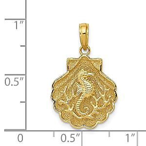 IceCarats 14K Yellow Gold Seahorse Shell Necklace Charm Pendant Only