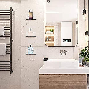 Acrylic Small Adhesive Wall Shelves,Mini Floating Shelves,Acrylic Display Shelves,Ledges for Pop Figures,Plant,Picture Photo Modern Wall for Bedroom Decor Living Room Wall Mounted - Clear