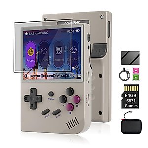 RG35XX Mini Retro Handheld Game Console Linux Dual OS 3.5-inch IPS 640*480 Screen Cortex-A9 Portable Pocket Video Player 64G Built-in 6831 Games 2600mAh Battery (RG35XX-Grey with Bag)