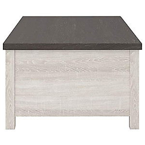 Signature Design by Ashley Dorrinson Farmhouse Lift Top Coffee Table with Storage, Antique White & Brown