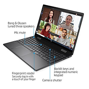 HP Envy x360 2-in-1 Convertible Business Laptop, 15.6” FHD Touchscreen, AMD Ryzen 7 5700U, Windows 11 Pro, 32GB RAM 1TB SSD, Fingerprint Reader, Backlit Keyboard, Tech Deal USB, ‎‎Black