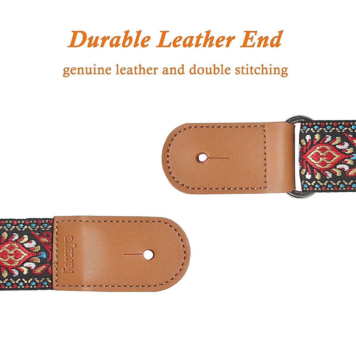 Farcaya Ukulele Strap Jacquard Flower for Soprano Concert Tenor Baritone UKE Neck Strap Lock Button (Red Flower)