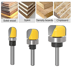 TOTOWOOD Dish Carving Router Bits,3Pcs 1/4 Inch Shank Bowl and Tray Template Router Bit Set with Ball Bearing,Designed for woodworkers