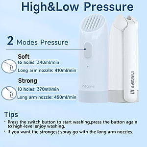 Insolife Portable Bidet|High Pressure Travel Bidet Electric Portable Bidet for Women Men Hygiene Cleaning | Soothing Postpartum Care | Hemorrhoid Perineal Care| Travel Bidet Portable