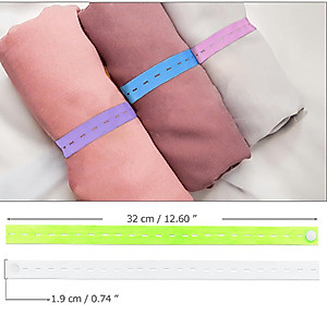 Yatnks 60Pcs Roll-up Clothes Storage Elastic Band, Adjustable Clothing Storage Binding Strap with Button and Buttonholes for Travel Luggage, Drawer, Closet, Mixed