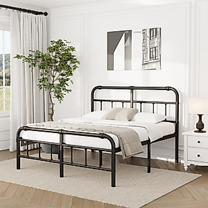 Bednowitz King-Bed-Frame-with-Headboard and Footboard, 18 Inch High Metal Platform King-Size-Bed-Frame, 4000 Lbs Heavy Duty Steel Slats Support, No Box Spring Needed, Noise Free