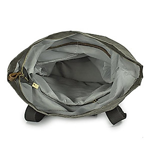 Waxed Canvas Backpack Roll Top Big Rucksack Unisex Casual Daypack for College Travel Hipsters Women Men (Army Green)