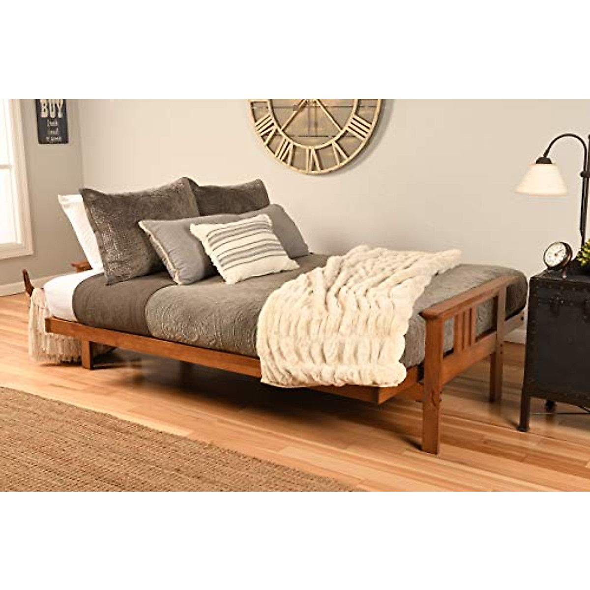 Kodiak Furniture Monterey Futon Set, No Drawers, with Barbados Base and Suede Navy Mattress