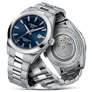 Tissot mens Gentleman Stainless Steel Dress Watch Grey T1274071104100