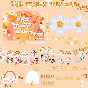 Groovy One Birthday Decorations, One Groovy Baby Birthday Decorations Girl, Groovy Balloons, Backdrop, Cake Topper, Banners for Groovy Birthday Party Decorations, baby girl 1st birthday