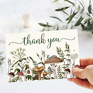 Whaline 36 Pack Vintage Mushroom Thank You Cards 6 Designs Plants Greeting Cards with Envelopes Stickers Retro Blank Note Cards for Party Invitation Supplies, 4 x 6 Inch