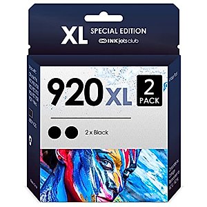 INKjetsclub Compatible Replacement for 920XL Ink Cartridge for Officejet 6500 6000 7000 7500 6500A 7500A Printers. 2 Pack (Black)