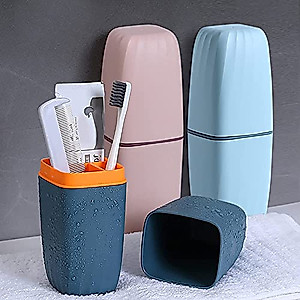 Toothbrush Travel Case Multifunction Toothbrush Holder and Cup Easy Carrying for Trip, Camping Or Daily Use (Light Blue)