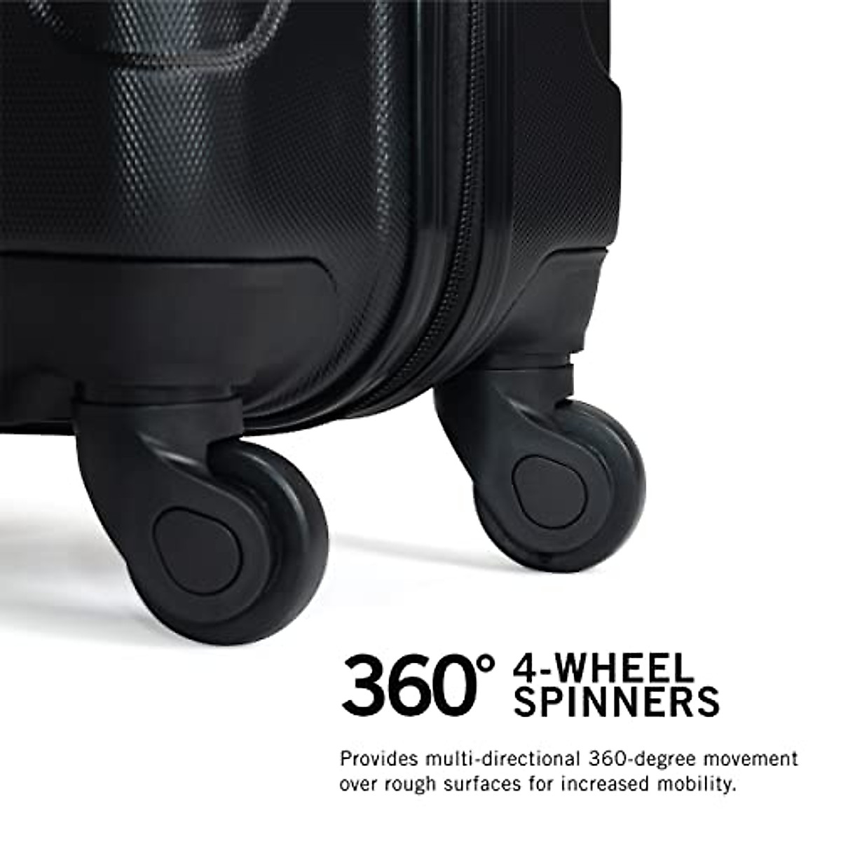 Kenneth Cole Reaction Out Of Bounds Luggage Collection Lightweight Durable Hardside 4-Wheel Spinner Travel Suitcase Bags, Midnight Black, 2-Piece Set (20" & 28")