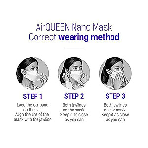 Black AirQueen Nano Fiber Filter Face Safety Mask for Adult, Individually Packaged, Made in Korea [Pack of 10]