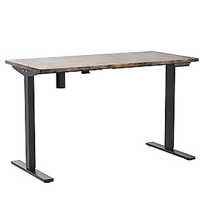 FLEXISPOT EN2 Whole-Piece Standing Desk with Clamp Power Strip, 55 x 28 Electric Stand Up Height Adjustable Desk with Cable Management (Black Frame + 55" Rustic Brown Desktop, 2 Packages)