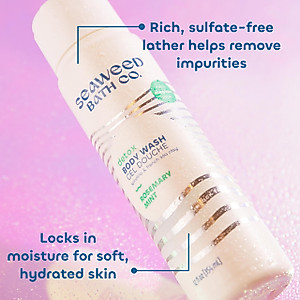 Seaweed Bath Co. Detox Body Wash, Rosemary Mint Scent, 12 Ounce, Shower Gel for Men & Women, Vegan, Paraben Free, Sulfate Free, Cruelty Free