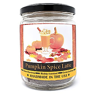 Pumpkin Spice Latte Scented Jar Candle - Highly Scented - Made with Plant Based Wax - Handmade in The USA - Candeo Candle (Pumpkin Spice Latte, Large Jar)