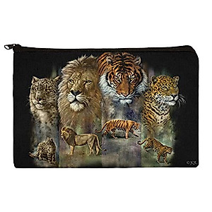 Lion Tiger Snow Leopard Big Cats Pencil Pen Organizer Zipper Pouch Case