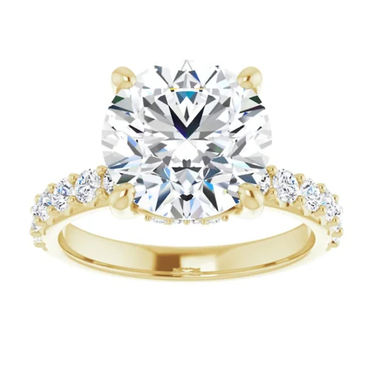 Handmade 10K Gold 4 CT Round Cut VVS1 Colorless Moissanite Engagement Ring Bridal Set for Women Moissanite Wedding Rings for Gifts Anniversary Promise Her (Yellow Gold, 6)