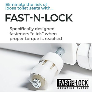 Centoco Elongated Toilet Seat, Lock In Place, Fast-N-Lock Mounting, Open Front With Cover, Commercial, Plastic, Made in the USA, 820STSFE-001, White