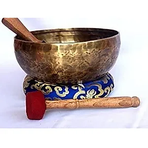 Throat Chakra and Zeal Chakras Note Antique Hand Hammered Tibetan Meditation Singing Bowl 9 Inches-Yoga Old Bowl by Sinigng bowl house