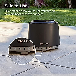 EAST OAK 17'' Pan Stove, Stainless Steel Smokeless Fire Pit with Hook and Stand, Portable Natural Wood Fire Pits for Outside, Patio, Backyard, Deck, Garden and Camping, Pitch Charcoal