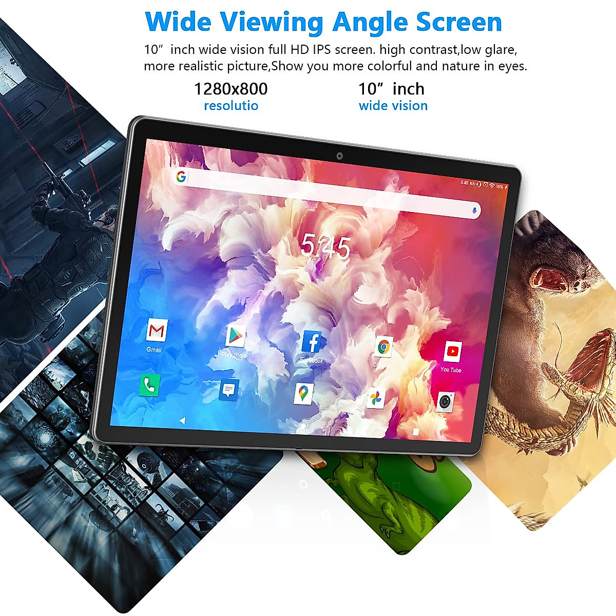 Tablet 10.1 Inch, Android 9.0 Pie Tablet PC with 32GB ROM/128GB Expand, Dual Sim Card 2MP+ 5MP Camera, WiFi, Bluetooth, GPS, Quad Core, IPS HD Display, Google Certified Tablet【2020 Newest Silver】