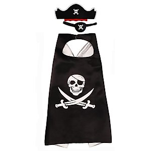 RioRand Cartoon Pirate Dress Up Satin Capes Cosplay Birthday Party Kids Costume (1-pack) (Black)