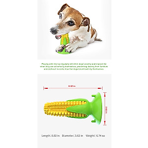 ASWER Dog Toothbrush Chew Toy for Aggressive Chewers Corn Dog Teeth Cleaning Squeaky Toys Durable Dog Dental Care Chew Stick for Large Medium Small Breed Puppy with Suction Cup