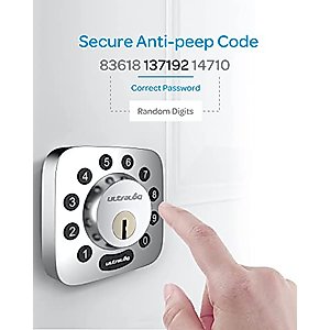 ULTRALOQ U-Bolt WiFi Smart Lock (Satin Nickel) with Door Sensor, 5-in-1 Keyless Entry Door Lock with Built-in WiFi, Bluetooth and Keypad, Smart Lock Front Door, WiFi Deadbolt, ANSI Grade 1 Certified