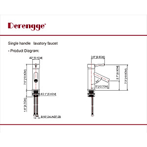 Derengge Single Handle Bathroom Sink Faucet,Matte Black Bathroom Faucet,Lavatory Faucet 1 Hole Installation,F-509A-MT