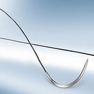 CynaMed Suture Thread with Needle (12-Pack) - Training Sutures Pkg. of 12 - 'Black' Threads (12, 3/0, 25mm Blade, 1/2 Reverse Cutting)