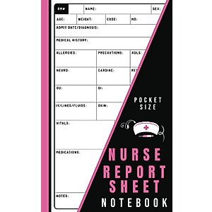 Nurse Report Sheet Notebook Pocket Size: Brain Sheet Pocket Notebook