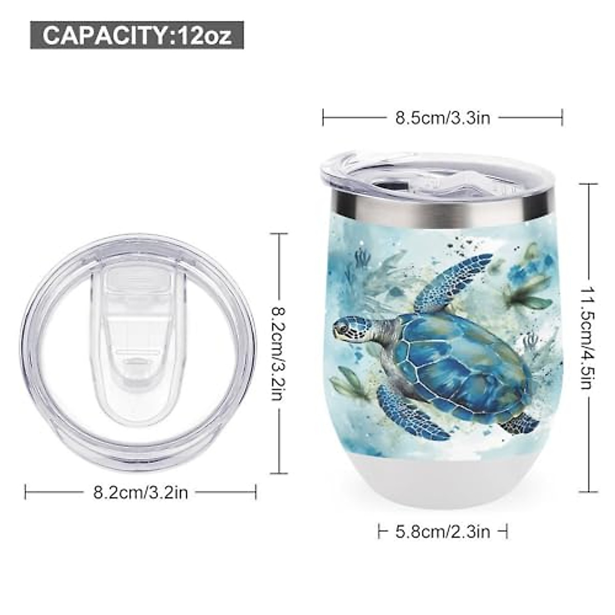 WYUSPGK 304 Stainless Steel Insulated Cup, Sea Turtle-Blue Print Smooth Rim, Durable & Reusable - Perfect for Office, Home, And Travel
