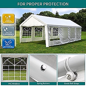 YITAHOME 13'x 26' Party Tent Heavy Duty Wedding Tent Outdoor Canopy Event Shelters Upgraded Galvanized Carport with Removable Sidewall Windows for Commercial, Parties, White