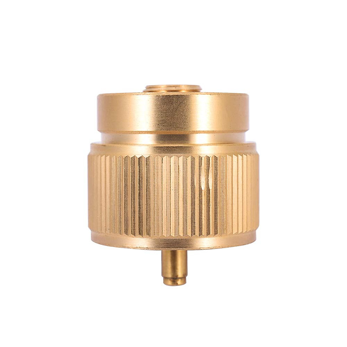 RouLiPouLi 2 Pieces Camping Stove Adapter, 1LB Small Propane Tank Input and EN417 Lindal Valve Cylinder Output LPG Canister Converter (Gold)