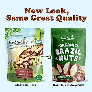 Food to Live - Organic Brazil Nuts, 1 Pound – Non-GMO, Raw, Whole, No Shell, Unsalted, Kosher, Vegan, Keto, Paleo Friendly, Bulk, Rich in Selenium