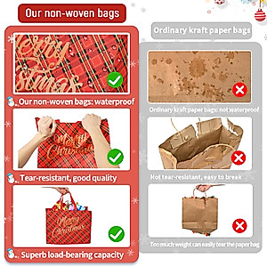 12Pack Extra Large Christmas Gift Bags, 16.5"×12.6"×7.2" Reusable Non-Woven Christmas Tote Bags with Handles, Multifunctional Christmas Bags for Gifts, Xmas's Party Supplies, New Year, Shopping