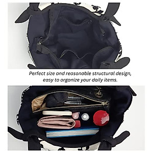 HCRAFT Embroidered Handbags for Women, Beads Flower Shoulder Tote Bag with Zipper,12.6"x5.5"x9", Fabric Tote Bag, Hobo Bags For Women, Tote Bag Aesthetic with Inner Pocket