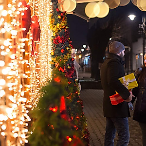 Christmas LED Curtain Lights - ilikable IP44 300LED 9.8*6.6FT Waterproof Indoor and Outdoor Fairy Twinkle String Lights USB-Powered UL588 Approved Decoration for Wedding Party Home Garden Bedroom Wall