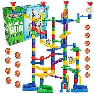 Marble Genius Marble Run - Maze Track Easter Toys for Adults, Teens, Toddlers, or Kids Aged 4-8 Years Old, 150 Complete Pieces (85 Translucent Marbulous Pieces + 65 Glass-Marble Set), Super Set
