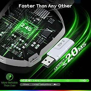 WESEARY Wireless Gaming Headsets for PS5, PS4, PC, Switch, Mac, 2.4GHz Bluetooth Gaming Headphones with 7.1 Surround Sound, Wireless Headset with Microphone, 50mm Drivers, 50Hr Battery, Cool RGB