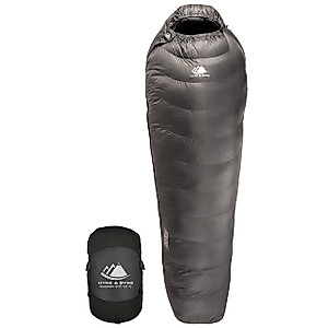 Hyke & Byke Katahdin 0°F Cold Weather Mummy Hiking & Backpacking Sleeping Bag - Synthetic 625 FP 4 Season Sleeping Bags for Adults - Ultralight Includes Compression Stuff Sack (Charcoal Gray, Long)