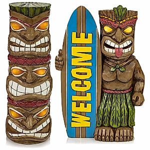 VP Home Triple Tiki Totem Solar Powered LED Outdoor Decor Garden Light